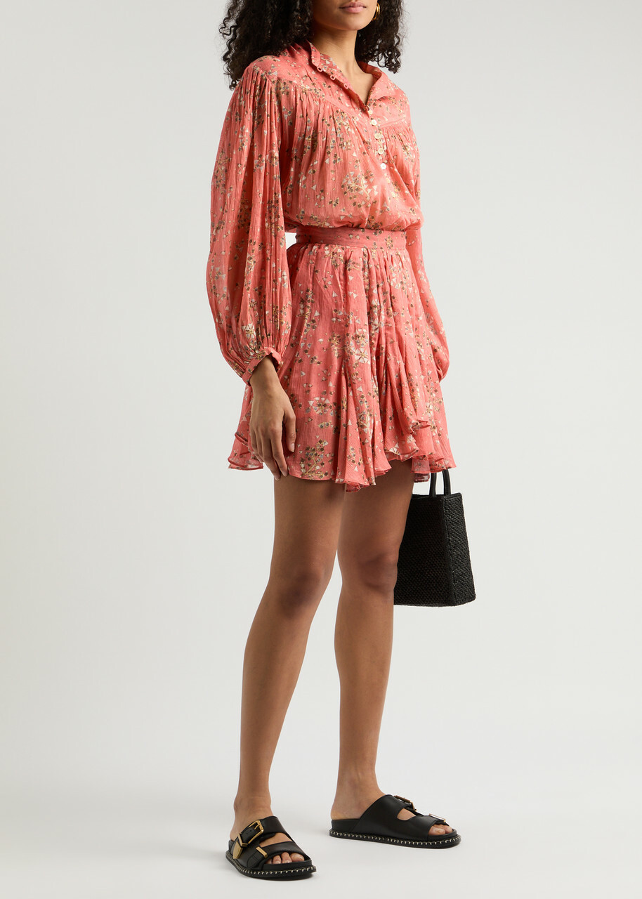Isabel Marant Anael Printed Cotton-blend Mini Skirt Pink Isabel Marant