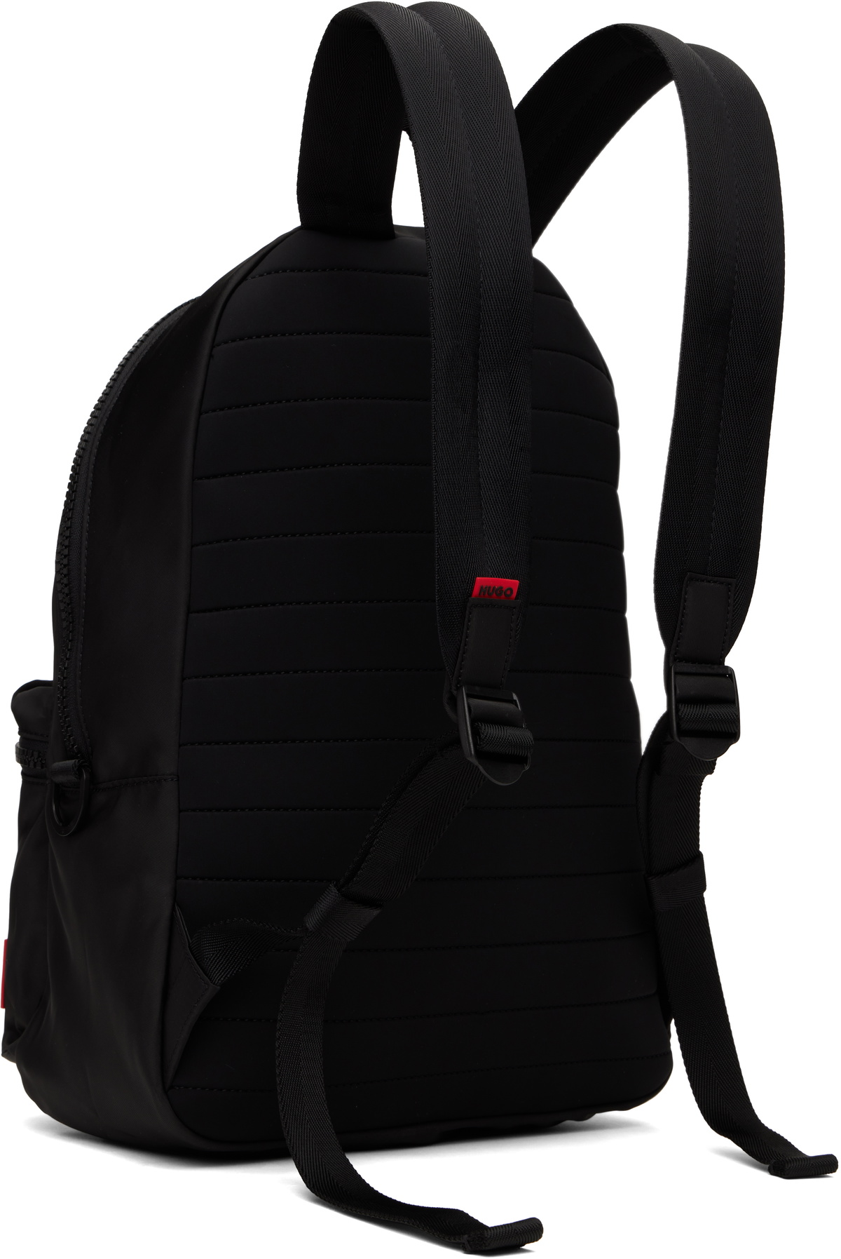 Hugo Black Matte Fabric Logo Label Backpack Hugo Boss