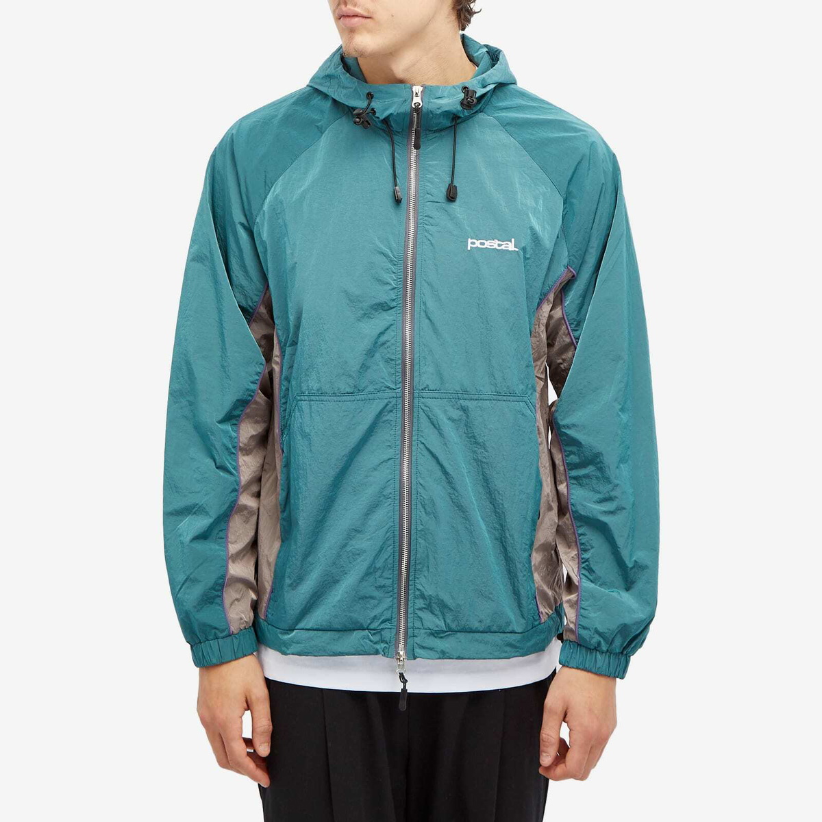 POSTAL Men's Nylon Metal Hooded Jacket in Green POSTAL