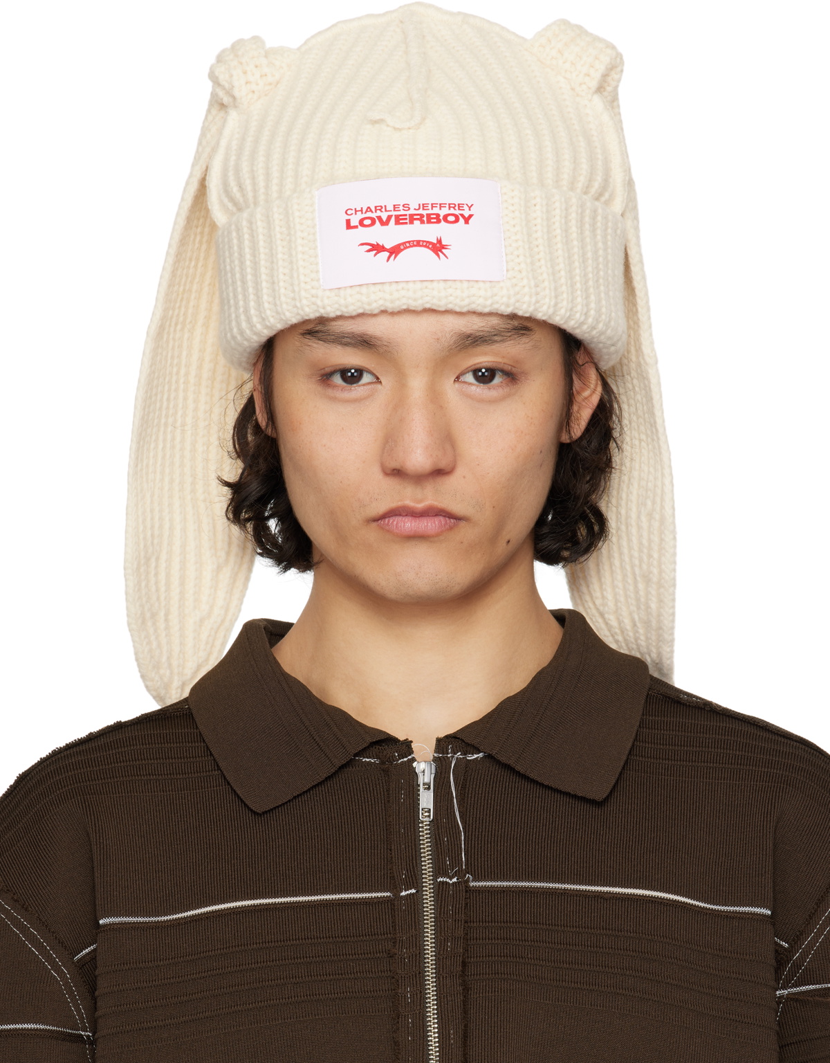 Charles Jeffrey LOVERBOY White Chunky Rabbit Beanie Charles Jeffrey ...