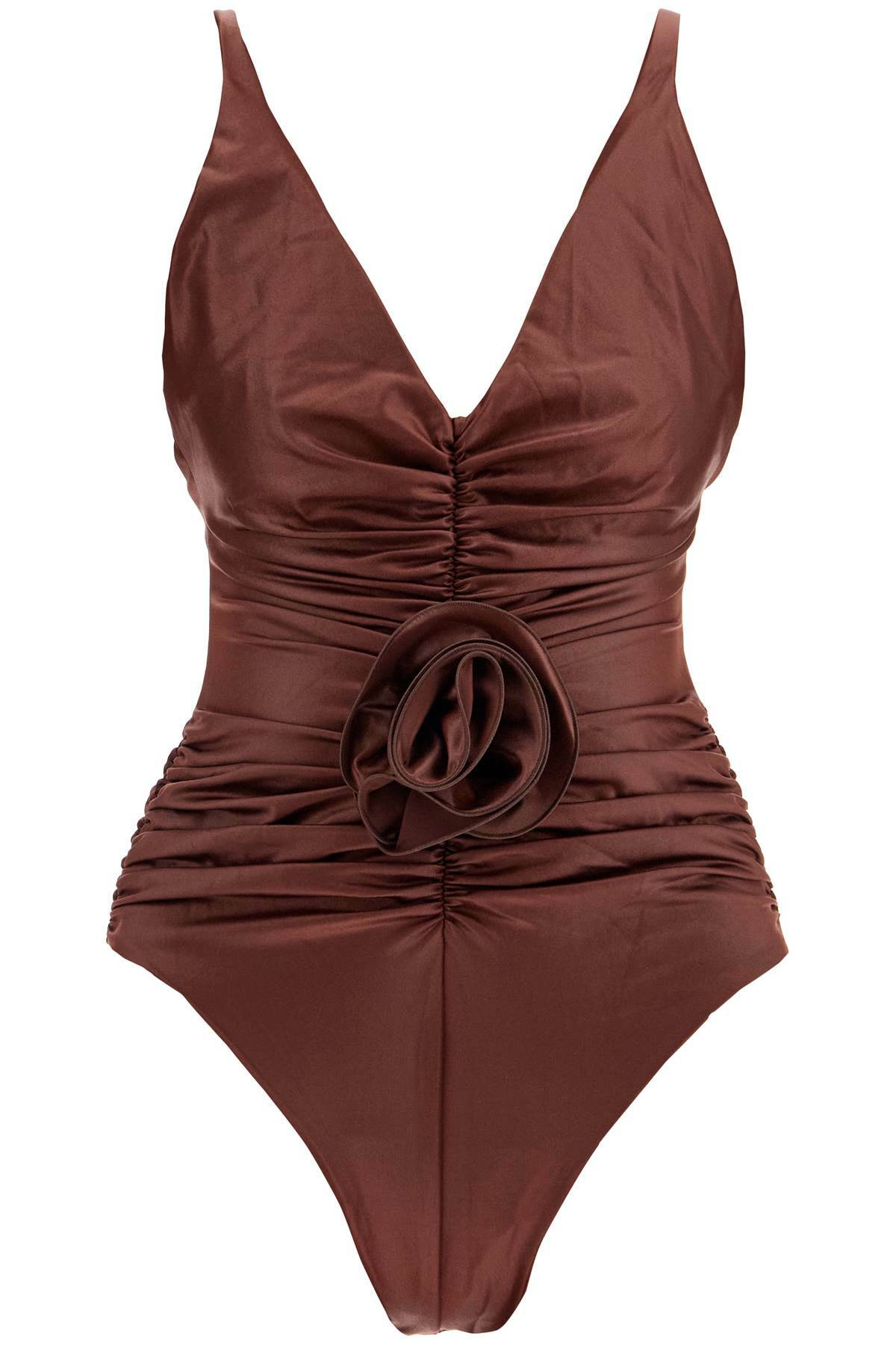 MAGDA BUTRYM ruffled one-piece swimsuit with Brown Magda Butrym