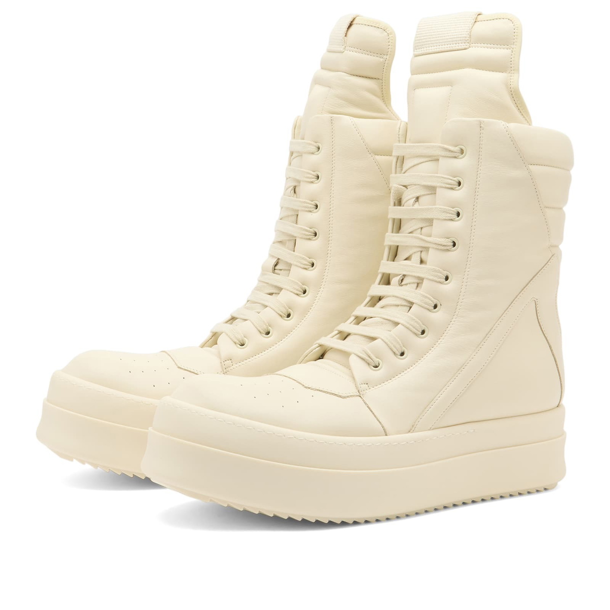 Rick Owens Men's Mega Geobasket Sneakers in Milk Rick Owens