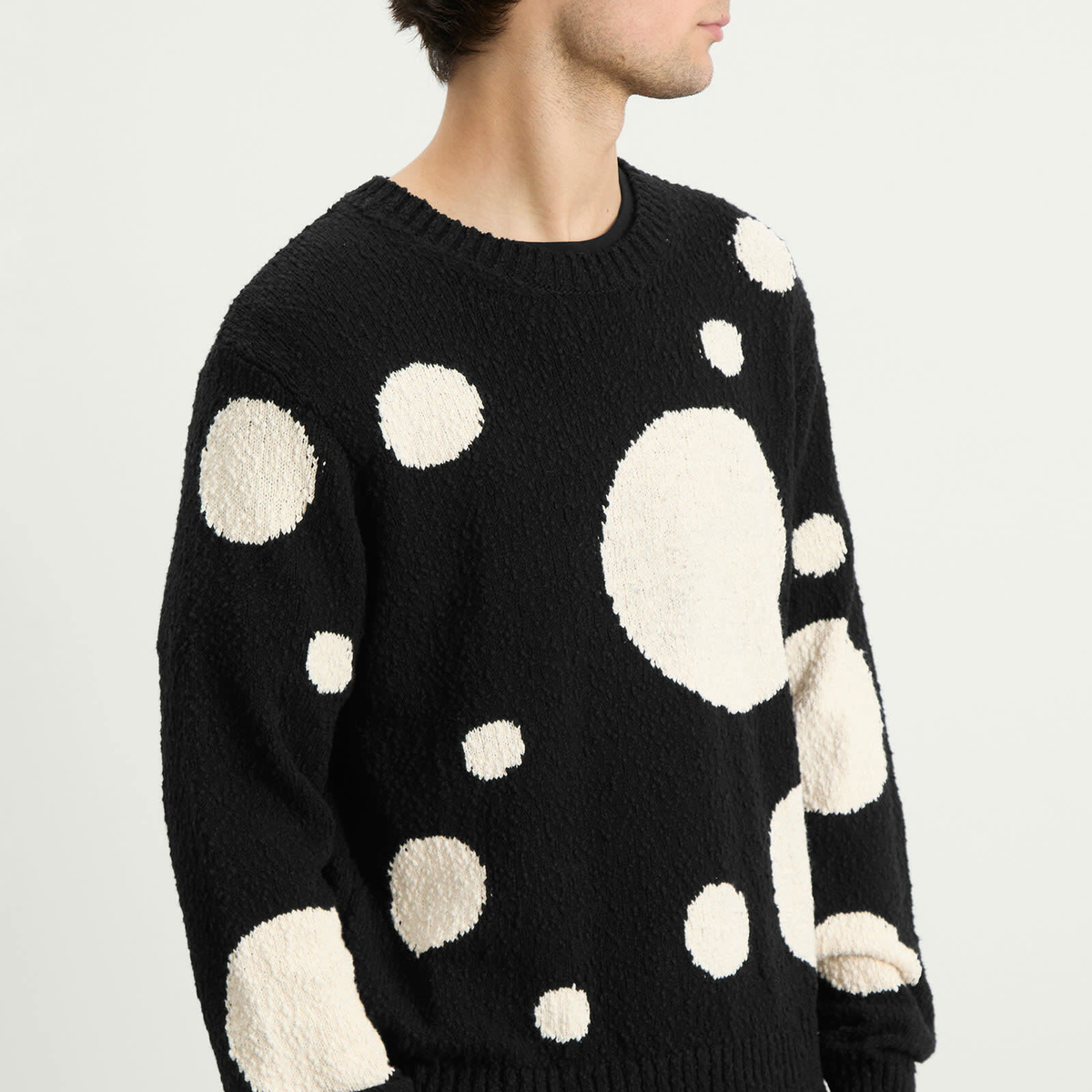 Folk Men's Chain Crew Jumper in Black/White Dot Folk