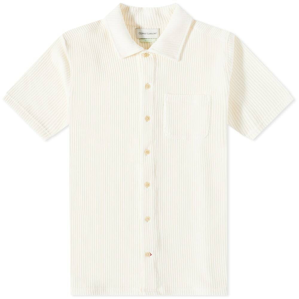 Oliver Spencer Men's Short Sleeve Cord Riviera Shirt in Cream Oliver ...