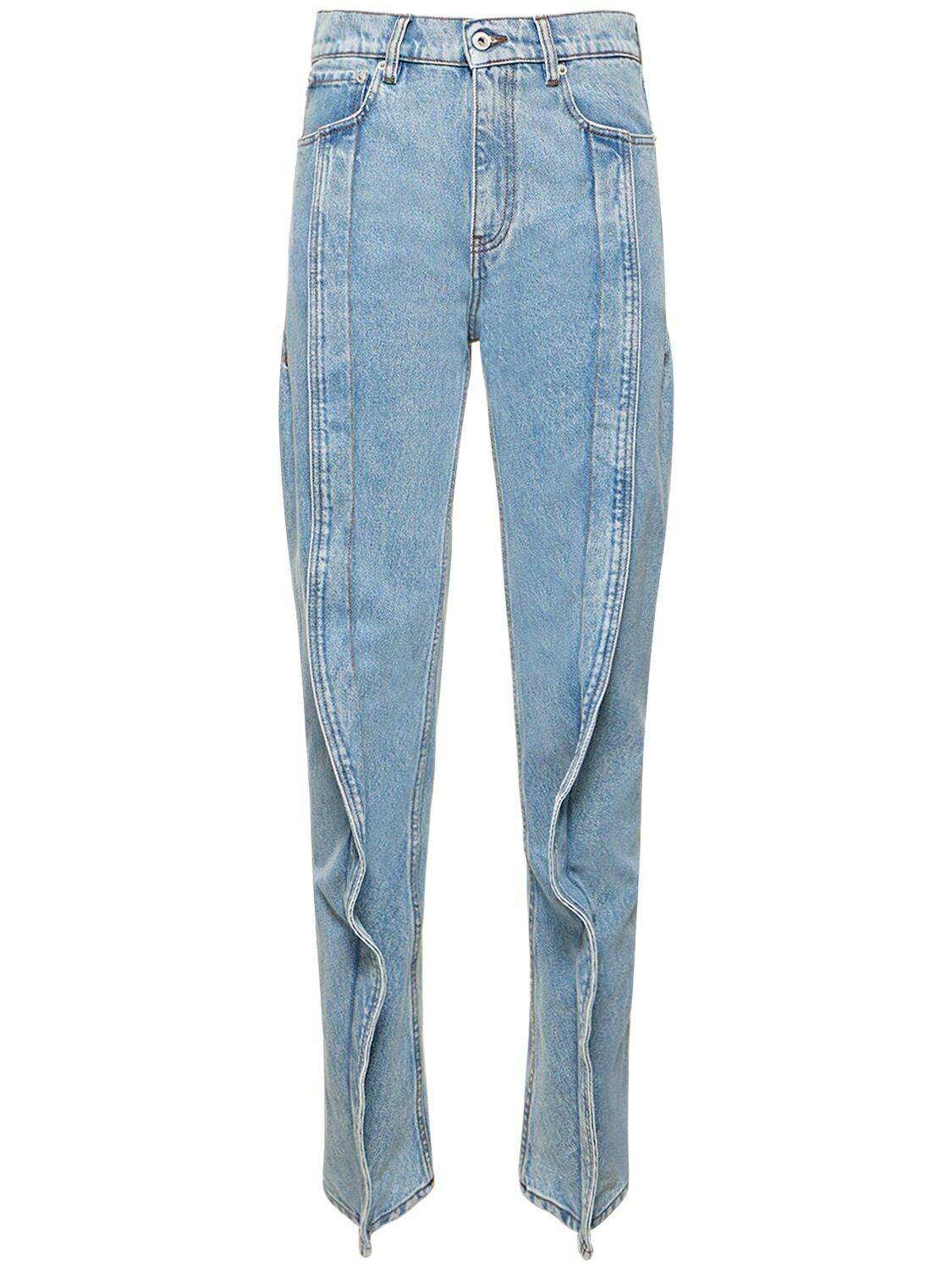Y/PROJECT - Ruffled Denim High Rise Straight Jeans Y/Project