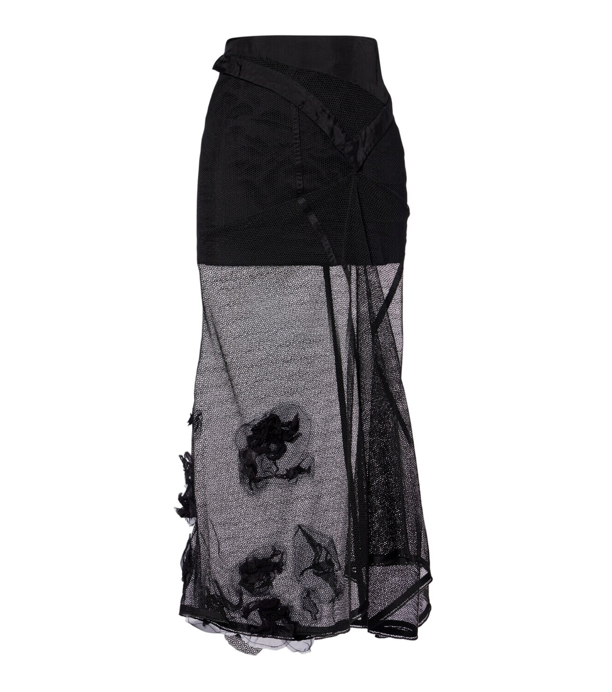Victoria Beckham Basque floral-appliqué mesh midi skirt Victoria Beckham
