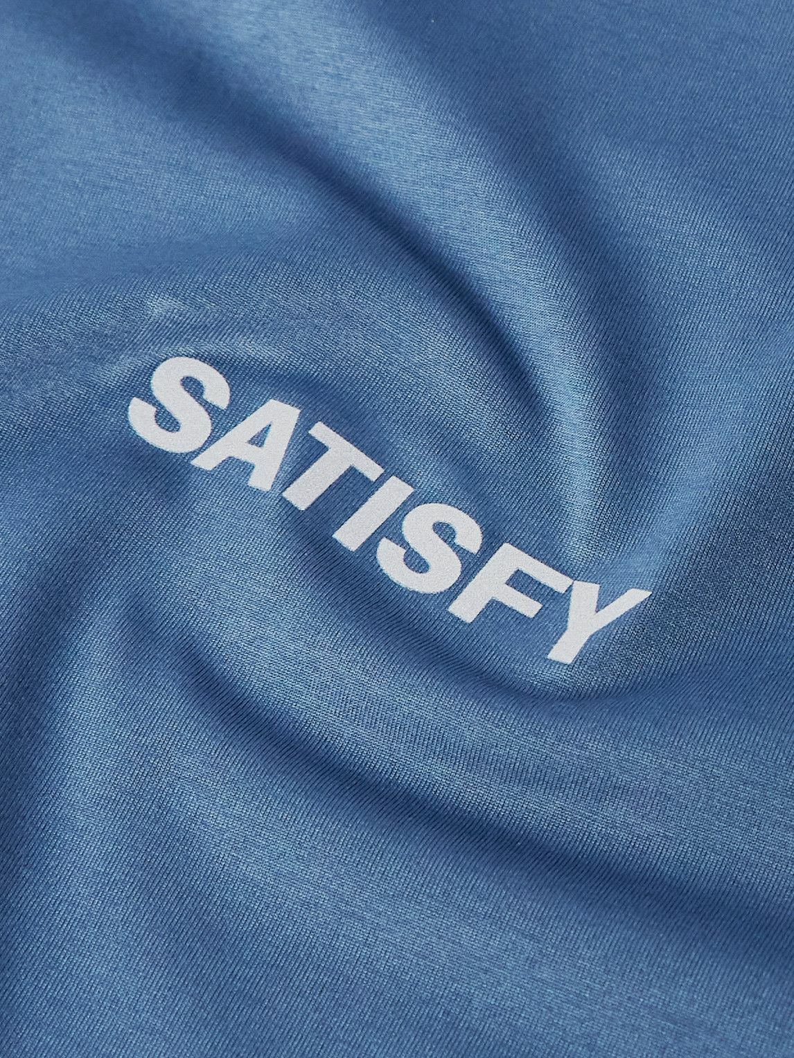 Satisfy - Logo-Print Recycled-AuraLite™ Jersey T-Shirt - Blue Satisfy