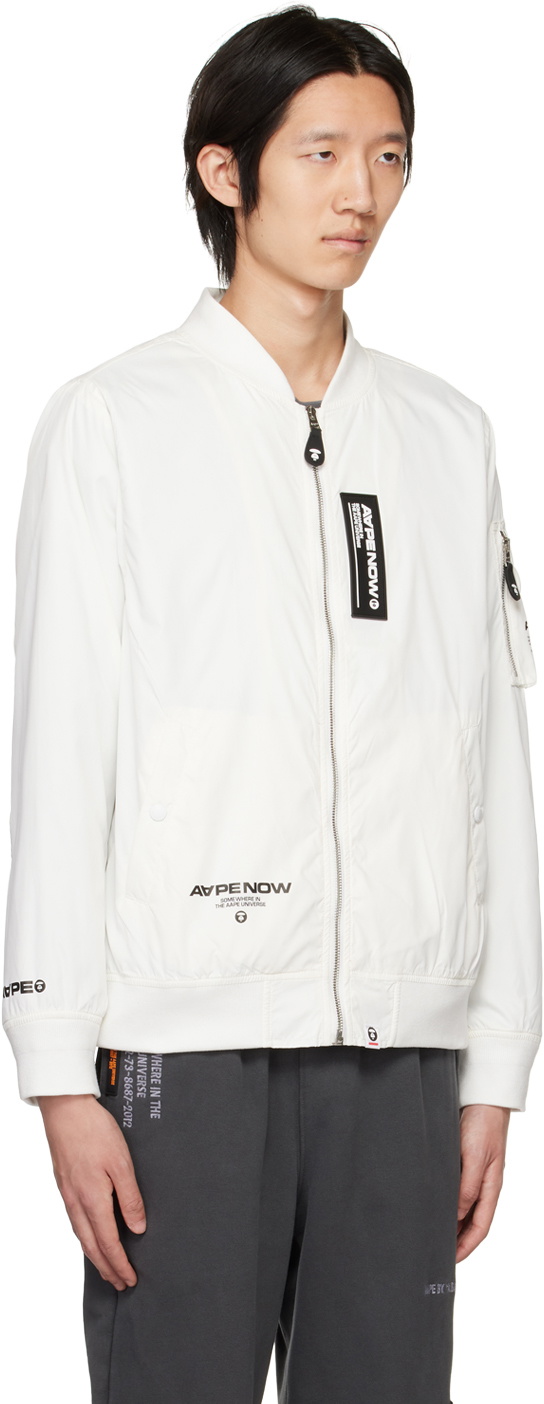 AAPE by A Bathing Ape Off-White Now Light Weight Bomber Jacket AAPE by ...