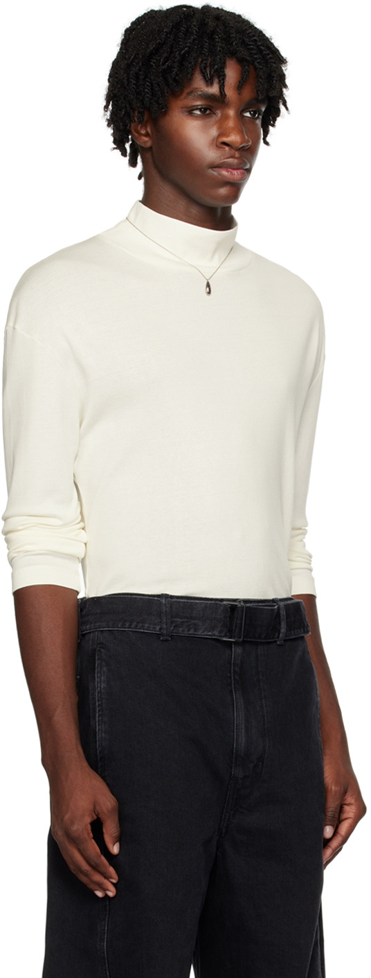 LEMAIRE SSENSE Exclusive White Rib Turtleneck Lemaire