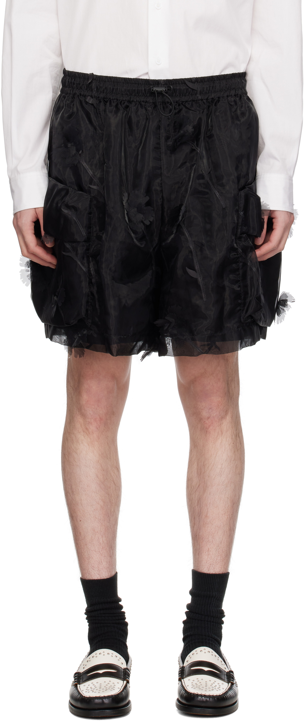 Simone Rocha Black Layered Flap Cargo Shorts Simone Rocha