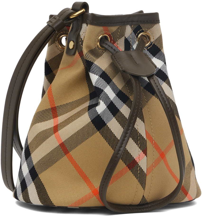 Burberry Beige Mini Drawstring Check Pouch Burberry