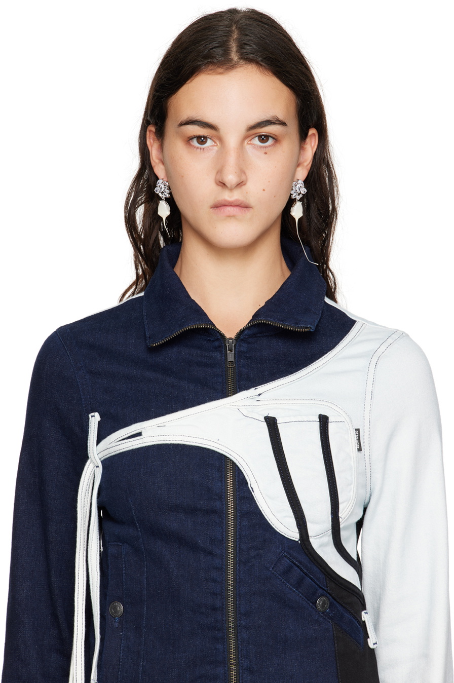 Ottolinger Silver & Off-White Diamond Dip Earrings Ottolinger