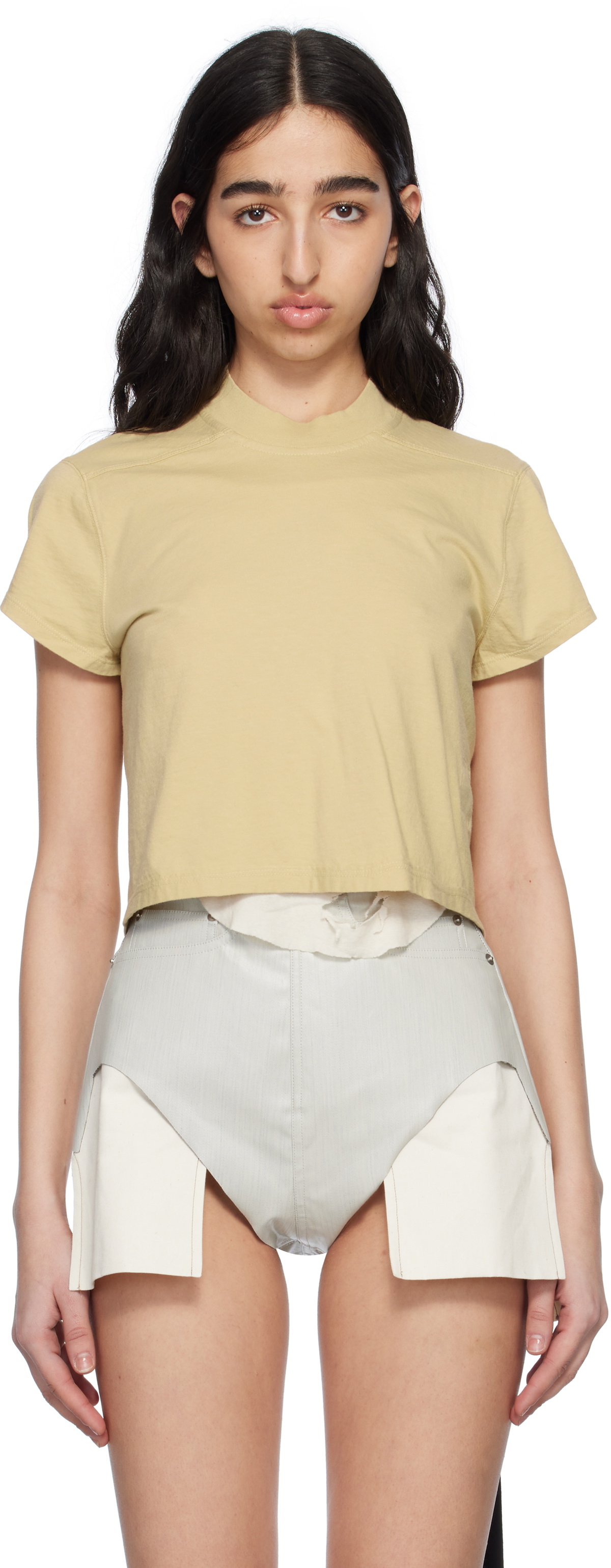 Rick Owens DRKSHDW Beige Hollywood Cropped Small Level T-shirt Rick ...