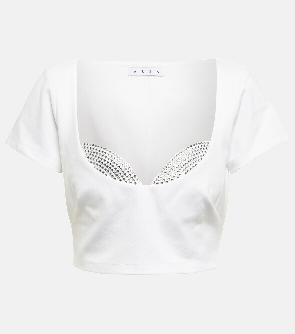 Area - Crystal-embellished jersey crop top AREA