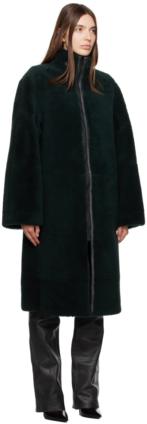 Helmut Lang Khaki Zip Shearling Coat Helmut Lang