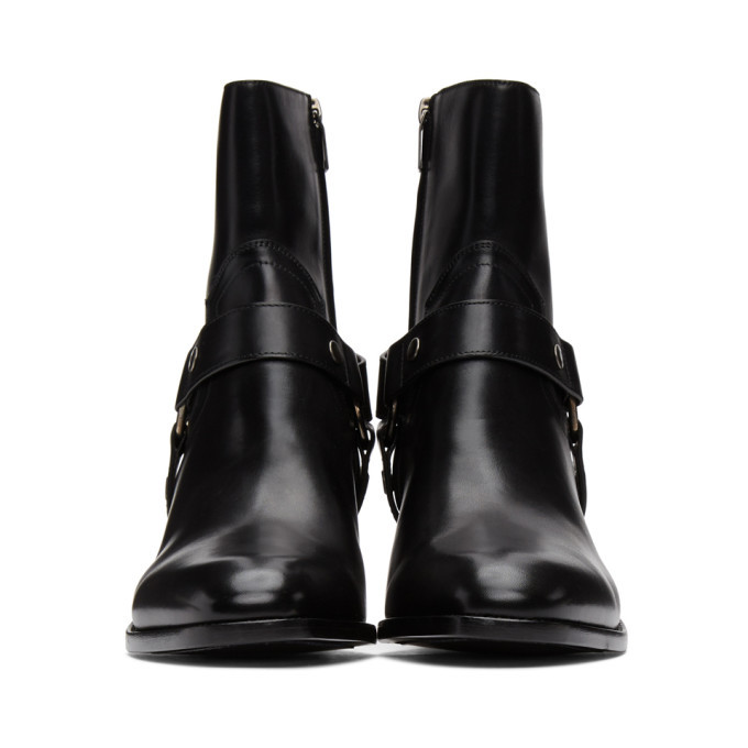Saint Laurent Black Wyatt Harness Boots Saint Laurent
