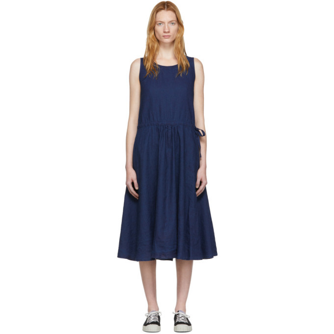 Blue Blue Japan Indigo Linen Sleeveless Dress Blue Blue Japan