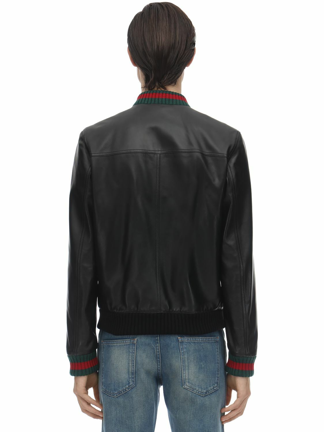 GUCCI - Leather Jacket W/ Web Detail Gucci