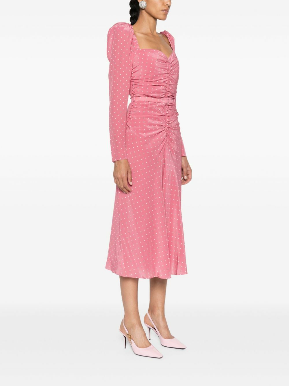 Alessandra Rich Pink Polka Dot-Print Silk Dress Alessandra Rich