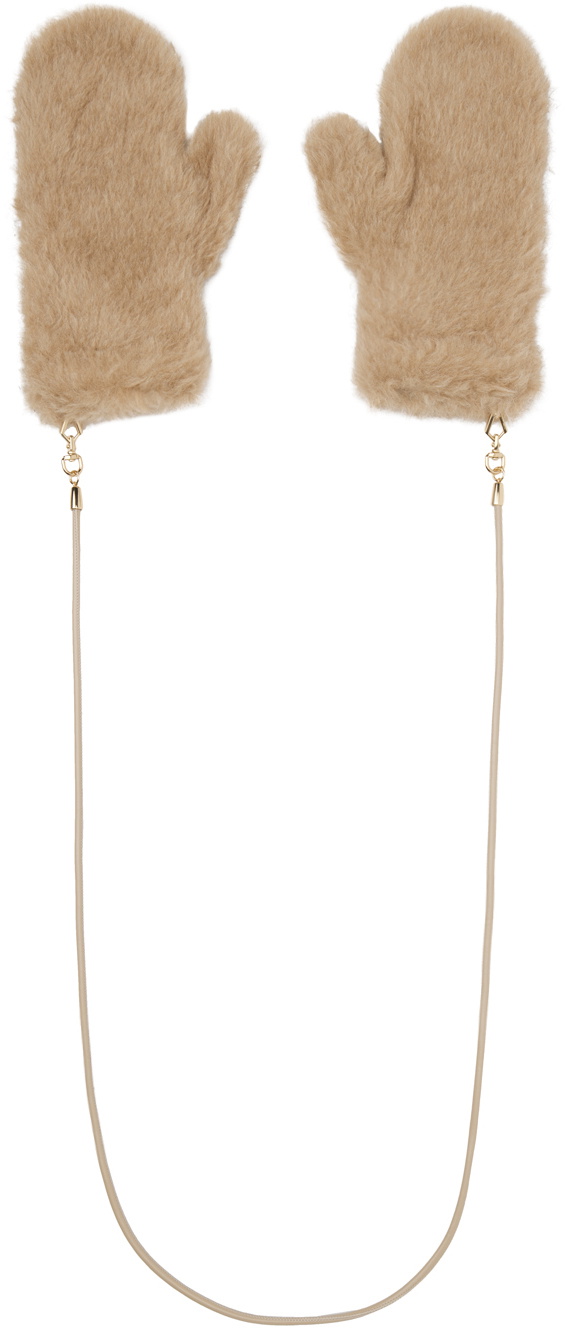 Max Mara Beige Ombrato Mittens Max Mara
