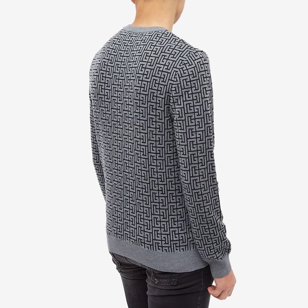 Balmain Men's Monogram Crew Knit in Black/White Balmain