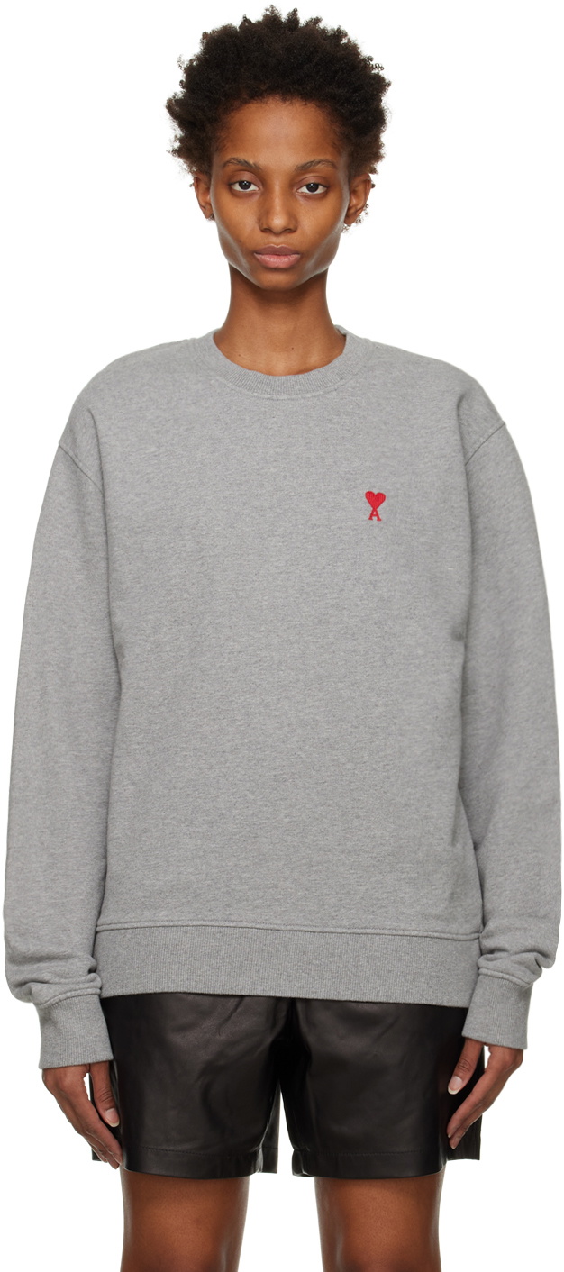 AMI Paris Gray Ami De Cœur Sweatshirt AMI