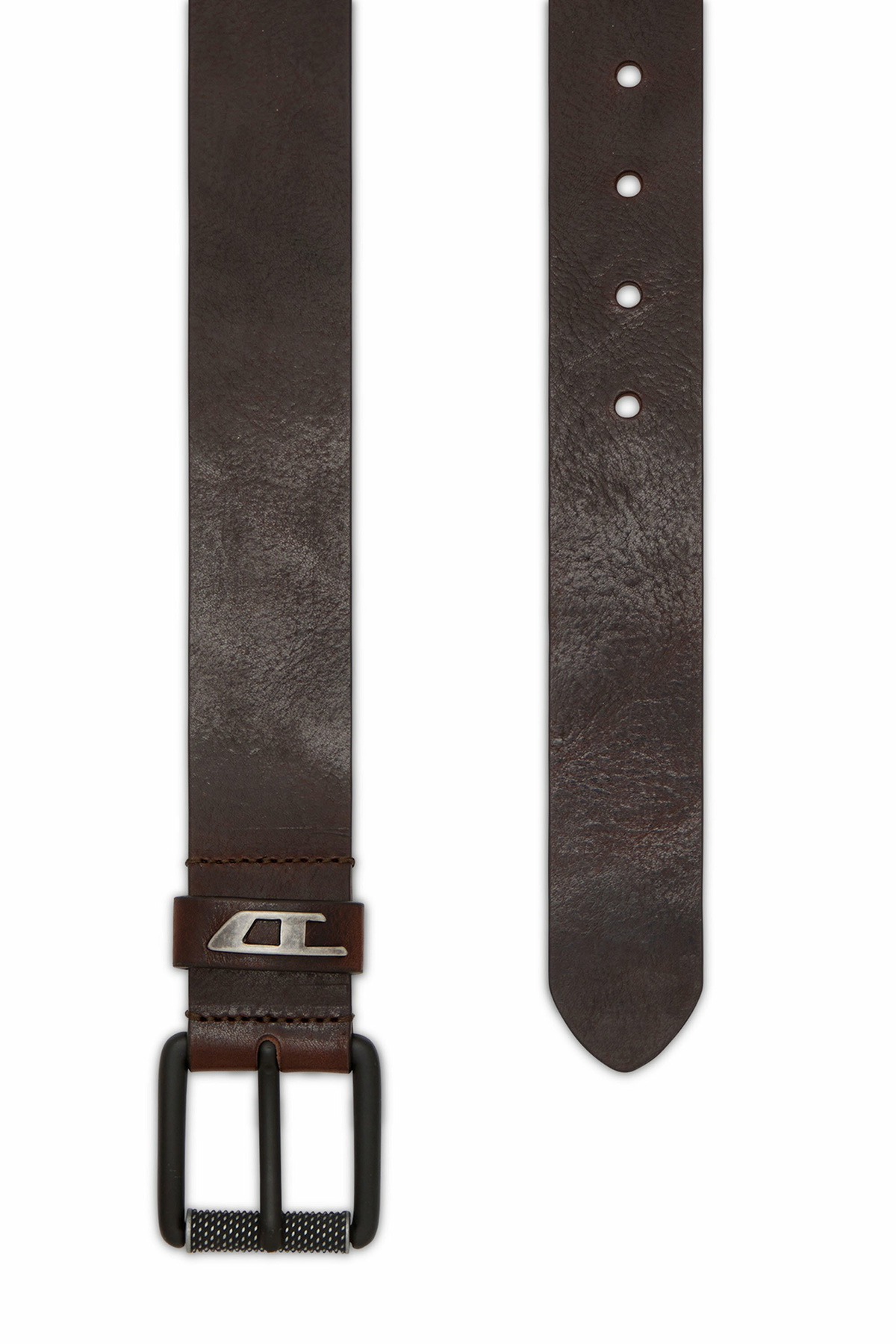 Diesel Shiny leather belt with logo loop - Belts Mens in Brown Diesel