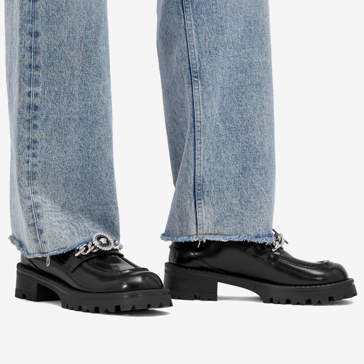 Versace Women's Loafer in Black/Palladium Versace