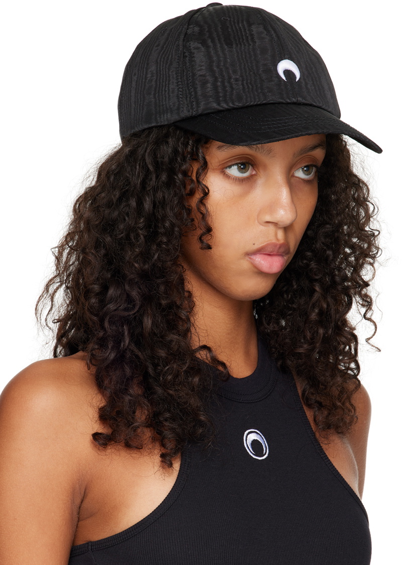 Marine Serre Black Embroidered Cap Marine Serre