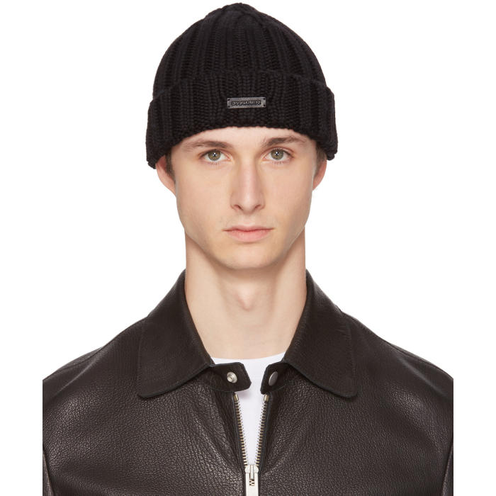 Dsquared2 Black Knit Logo Beanie Dsquared2