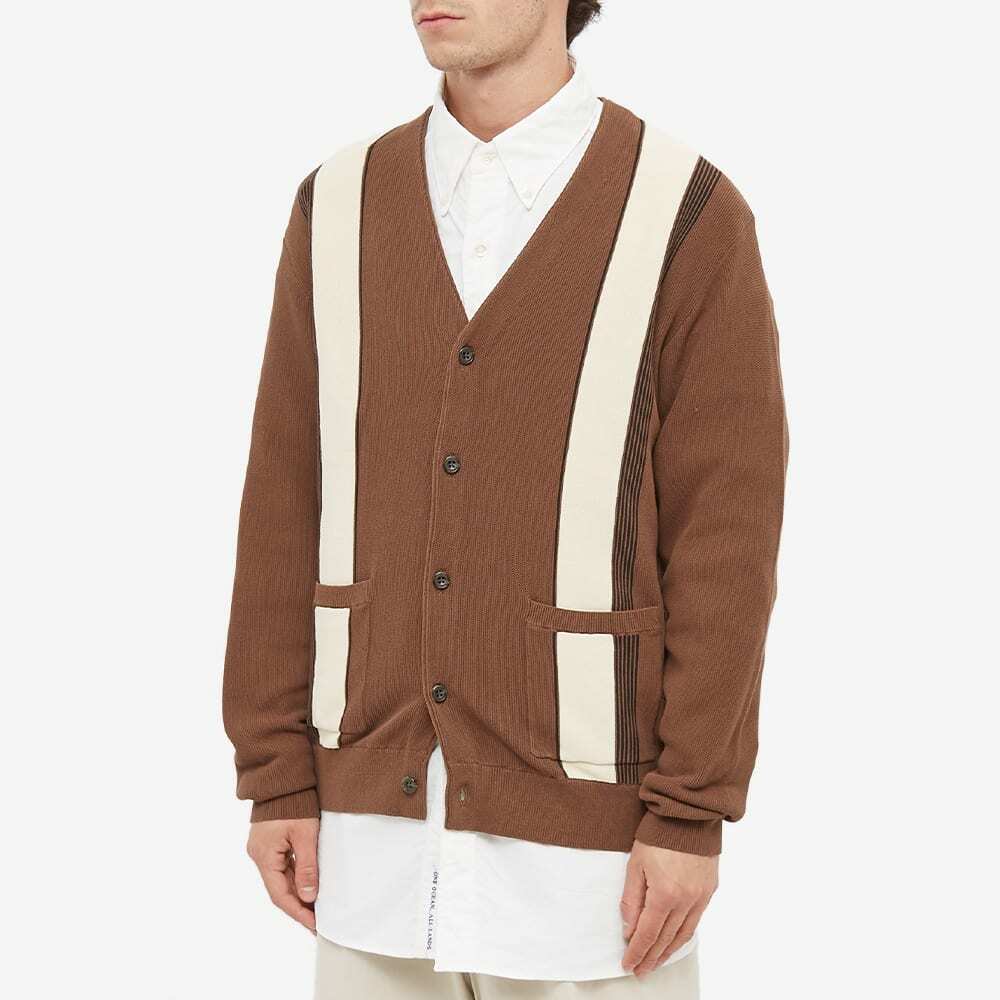 Beams Plus Men's Stripe Cardigan in Brown Beams Plus