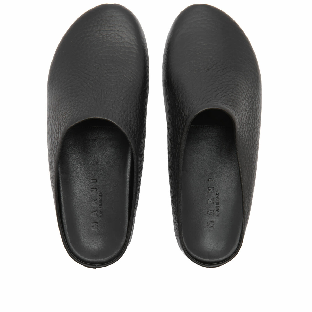 Marni Men's Fussbett Sabot Grained Leather Mule in Black Marni