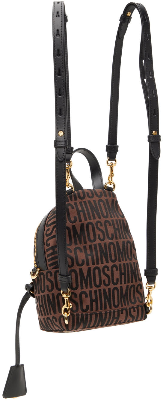 Moschino Brown All-Over Logo Backpack Moschino