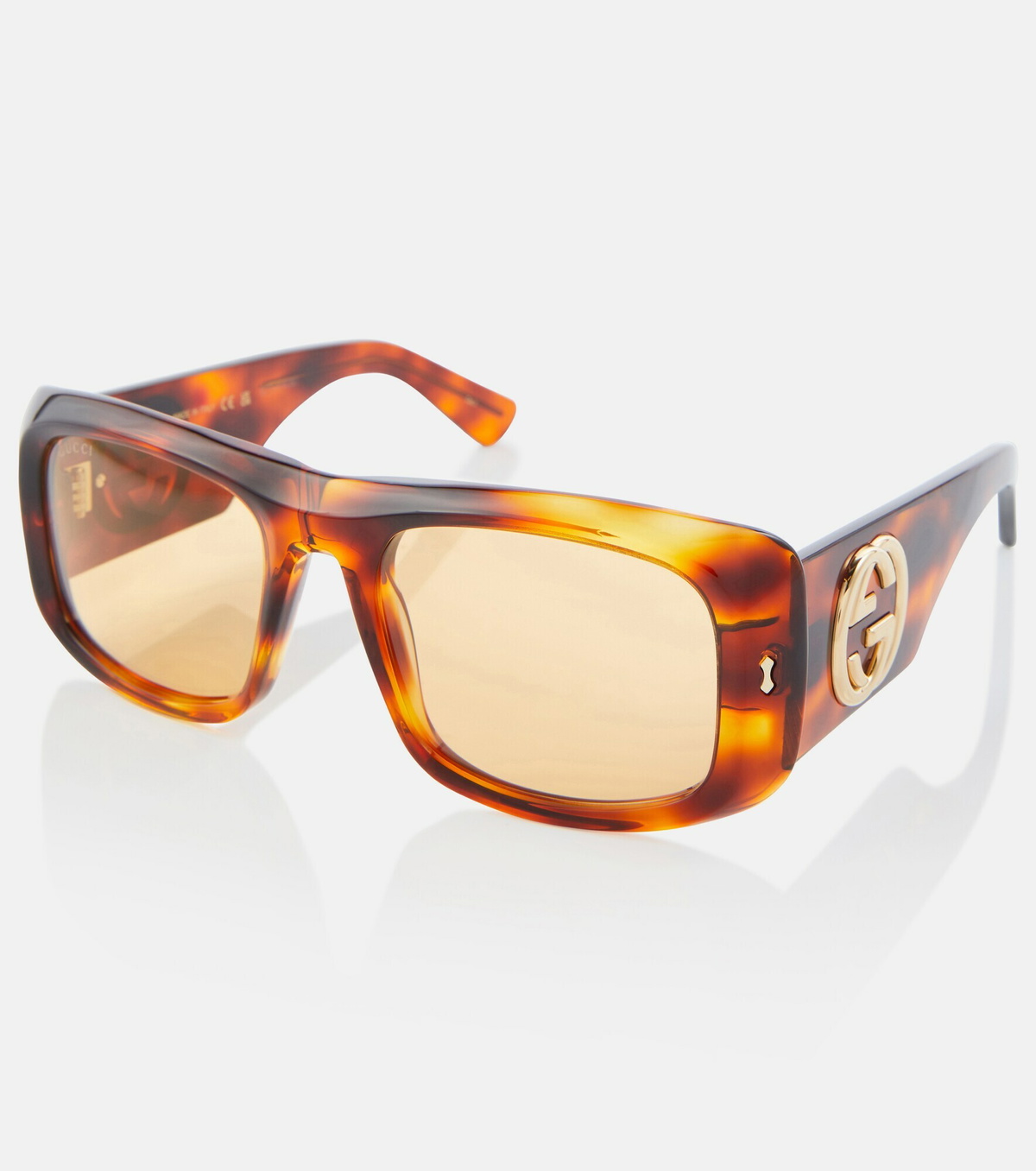 Gucci - Square tortoiseshell-effect sunglasses Gucci