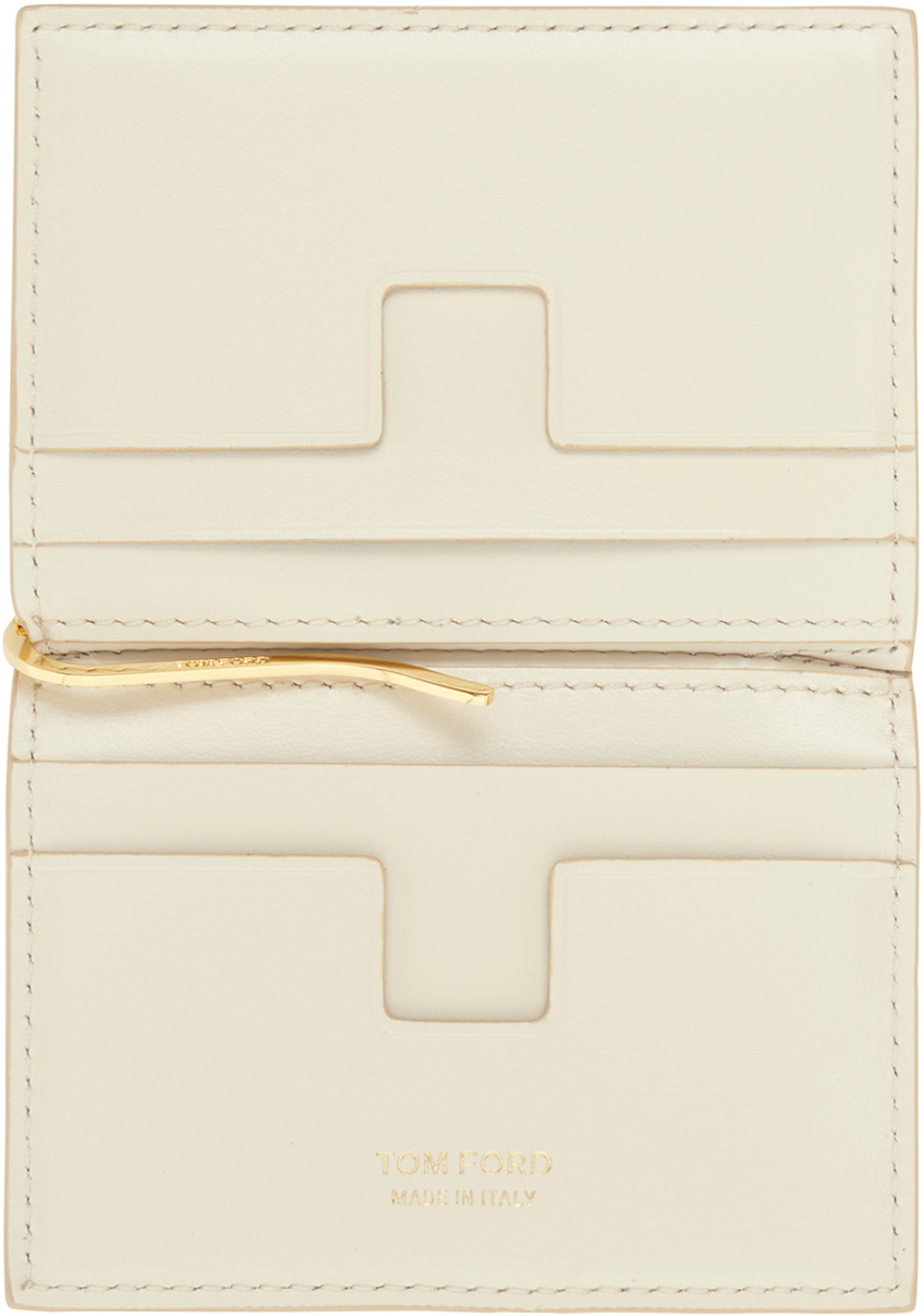 TOM FORD Off-White Shiny Croc Folding Money Clip Card Holder TOM FORD