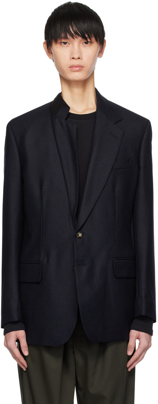 Marina Yee Navy Asymmetrical Darts Blazer Marina Yee