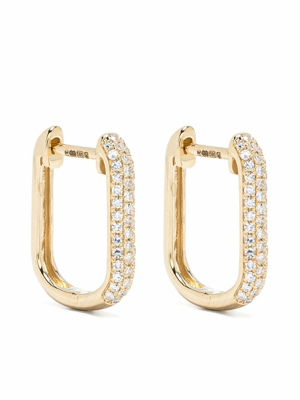 Roxanne First 14K Yellow Gold Diamond Oval Hoop Earrings Roxanne First