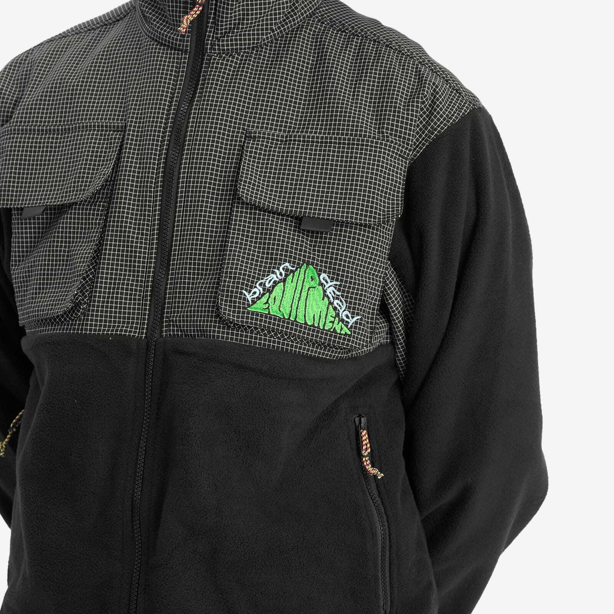 Brain Dead Men's Equipment Ripstop Zip Fleece Jacket in Black Brain Dead