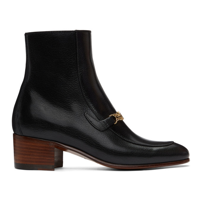 Gucci Black Interlocking G Chain Ankle Boots Gucci