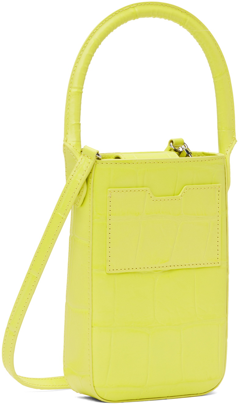 BY FAR Green Maxi Croc-Embossed Note Bag By Far