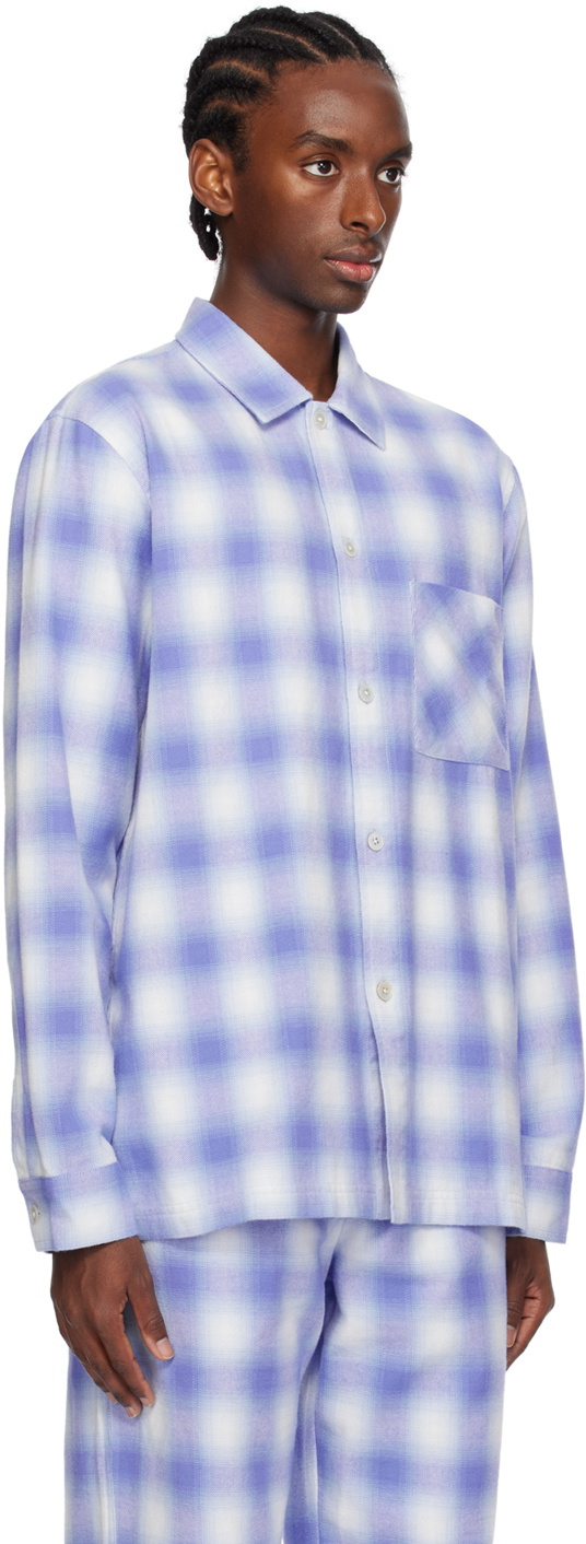 Tekla Blue Plaid Pyjama Shirt Tekla Fabrics
