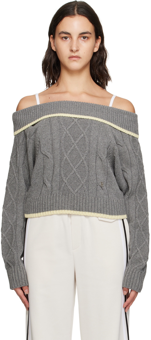 Kijun Gray Off-The-Shoulder Sweater Kijun