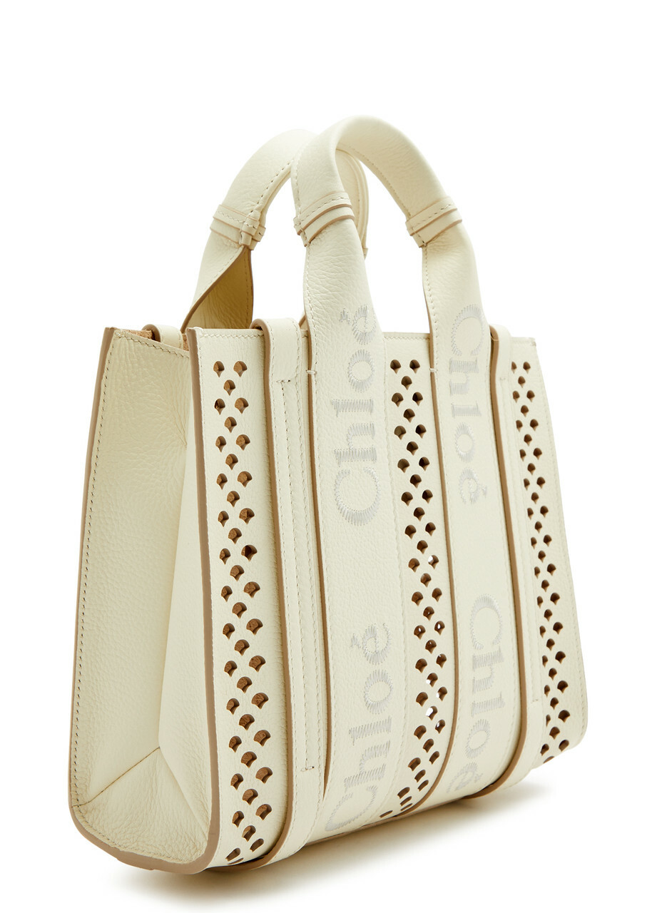 Chloe Woody Small Cut-out Leather Tote - White - One Size Chloe
