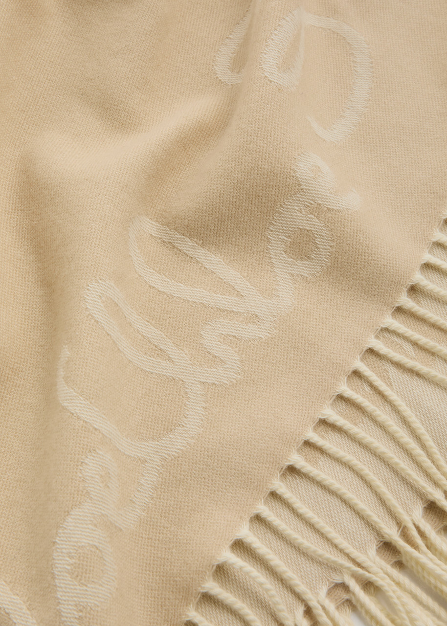 Chloe The Iconic Logo-jacquard Wool Scarf - Beige - One Size Chloe