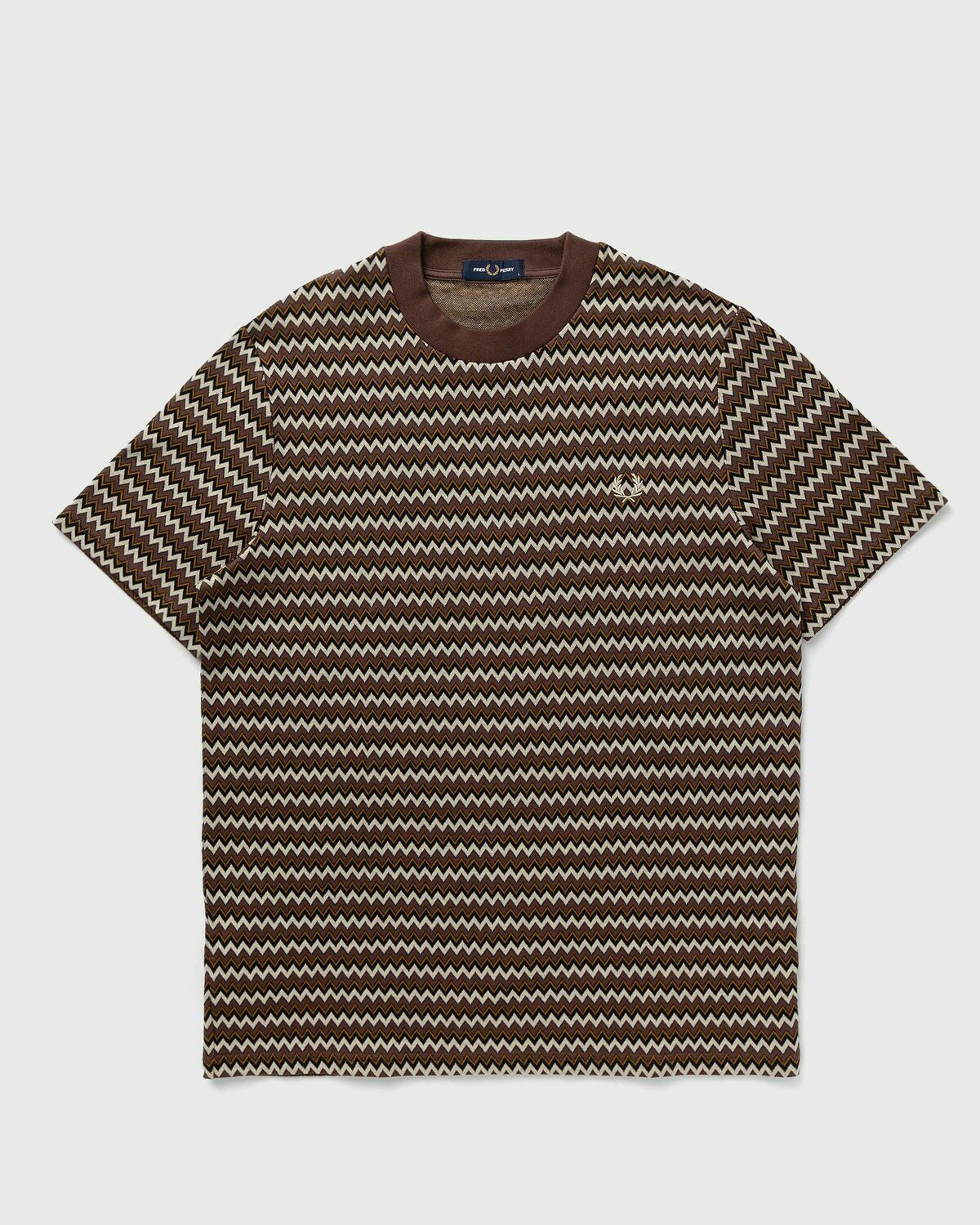 Fred Perry Jacquard T Shirt Brown Shortsleeves Fred Perry