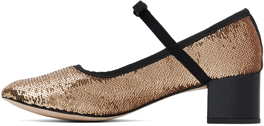 Repetto Gold Guillemette Mary Jane Heels Repetto