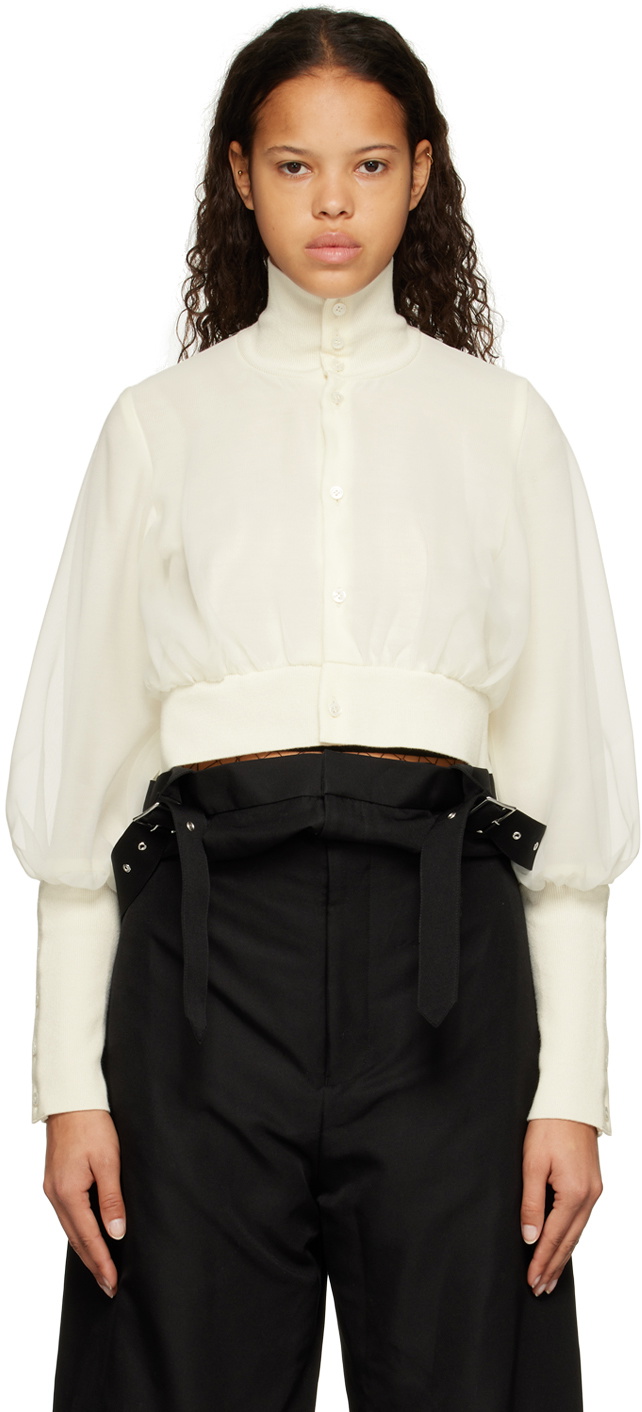 Noir Kei Ninomiya Off-White Overlay Cardigan Noir Kei Ninomiya
