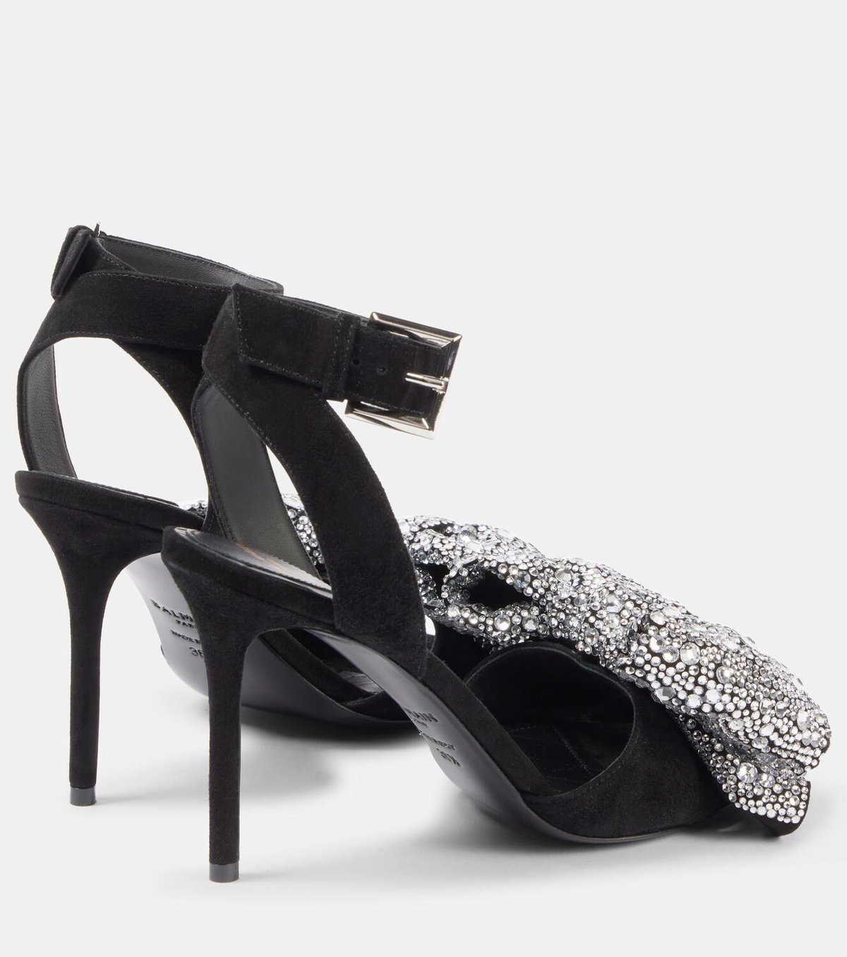 Balmain Ruby 95 embellished bow-detail suede pumps Balmain
