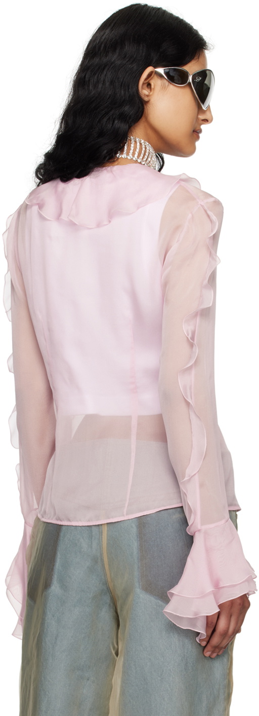 Blumarine Pink Ruffle Blouse Blumarine