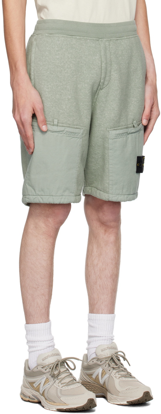 Stone Island Green Mock-Fly Shorts Stone Island